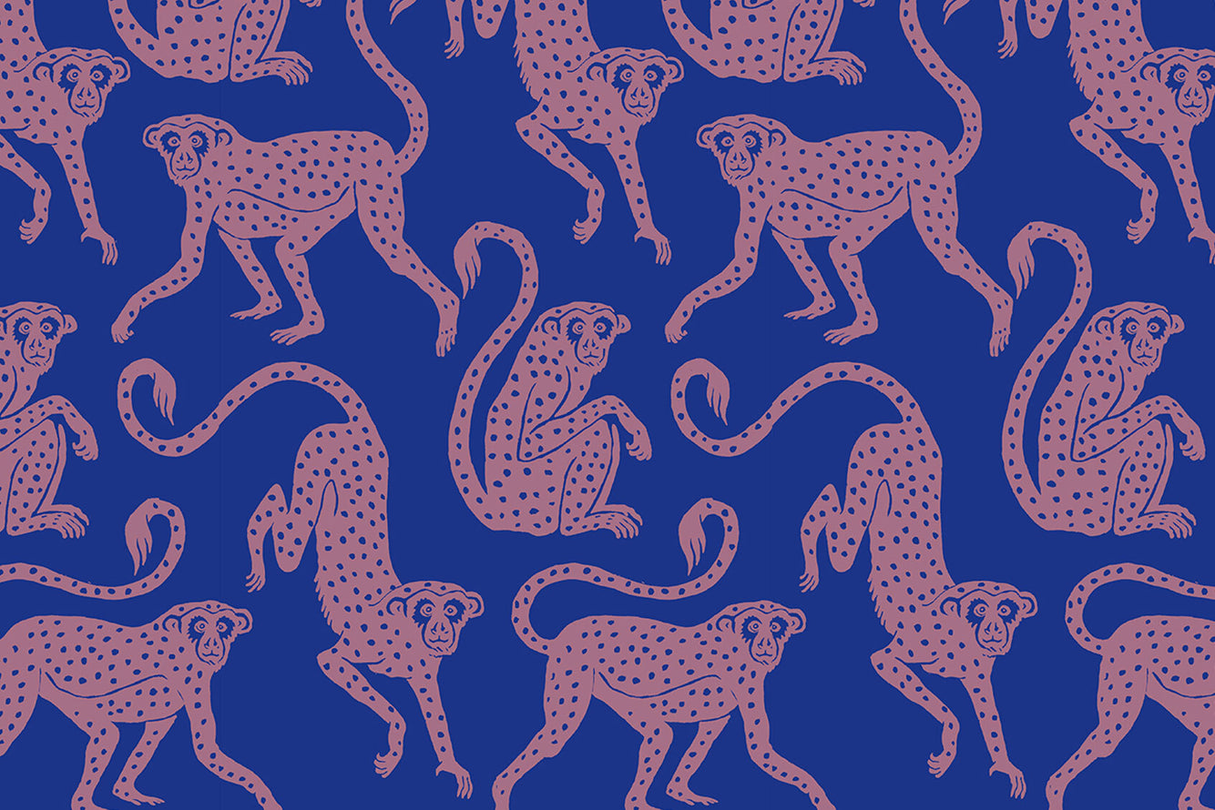 Cotton Luxe Eye Mask Chango Print Blue/Pink