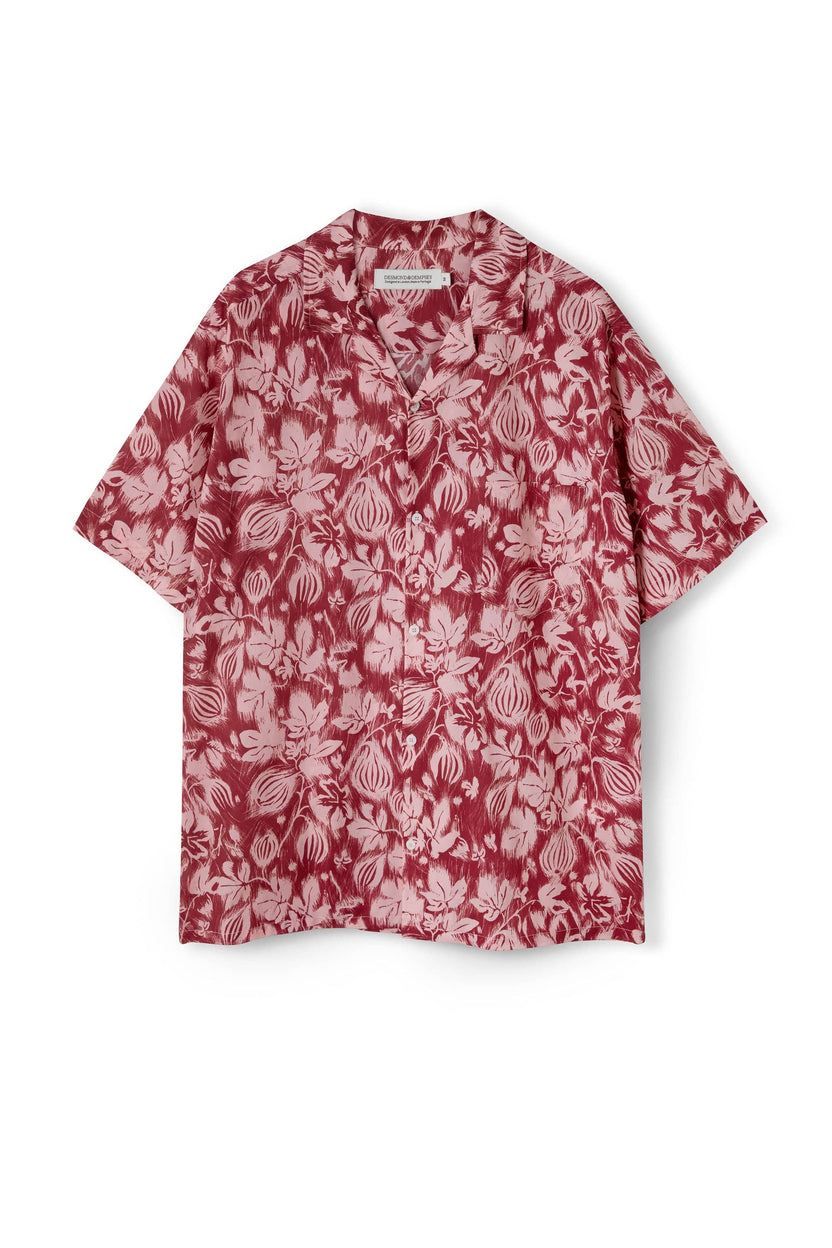 Men’s Cuban Pyjama Shirt Alma Fig Print Red/Pink – Desmond & Dempsey